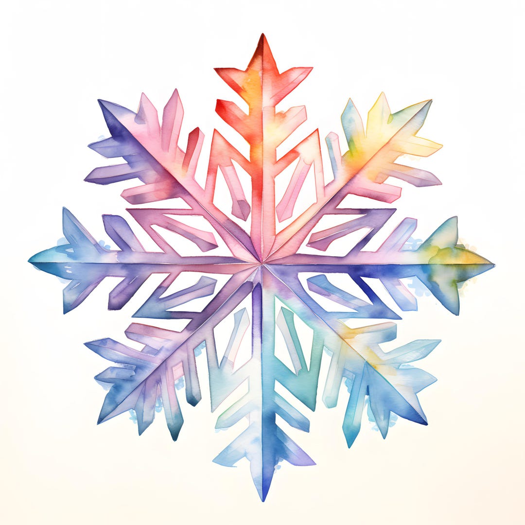 Watercolor Snowflake Clipart: 10 JPG Images, Commercial Use (digital ...