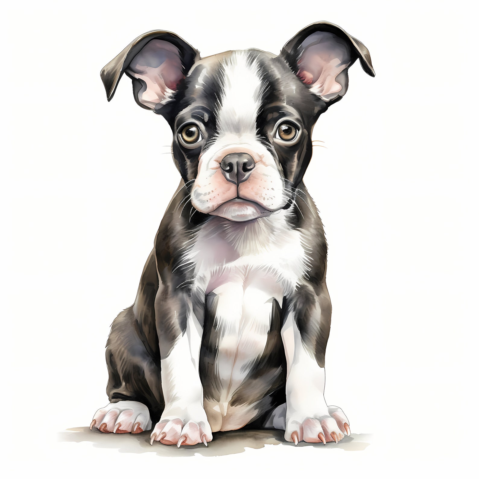 Boston Terrier Dog Clipart, Puppy Dog Images, 10 Watercolor Clip Art ...