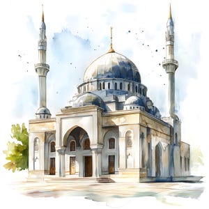 Mosque Clipart, Islamic Church Images, 10 Watercolor Clip Art ...