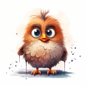 Grumpy Bird Clipart, Fluffy Birds Images, 10 Watercolor Clip Art ...
