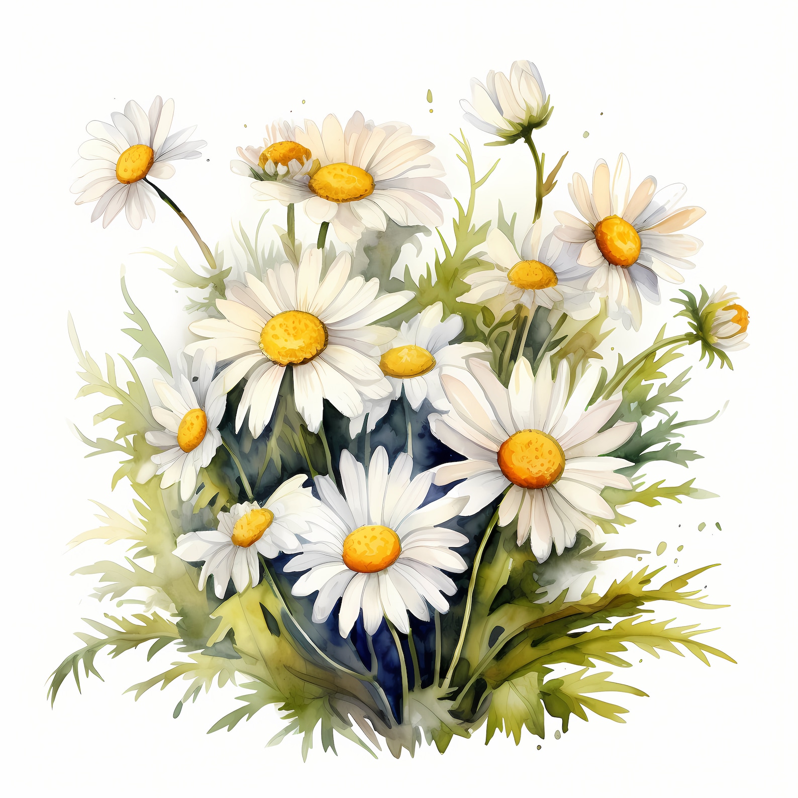Daisy Flowers Clipart, Daisies Bouquet Images, 10 Watercolor Clip Art ...