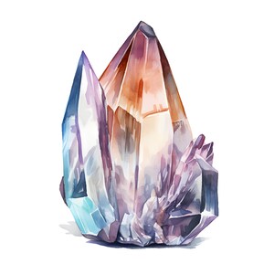 Watercolor Crystal Clipart: Gemstone Images for Commercial Use (jpgs ...