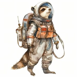 Astronaut Animals Clipart, Animal in Spacesuit Images, 10 Watercolor ...