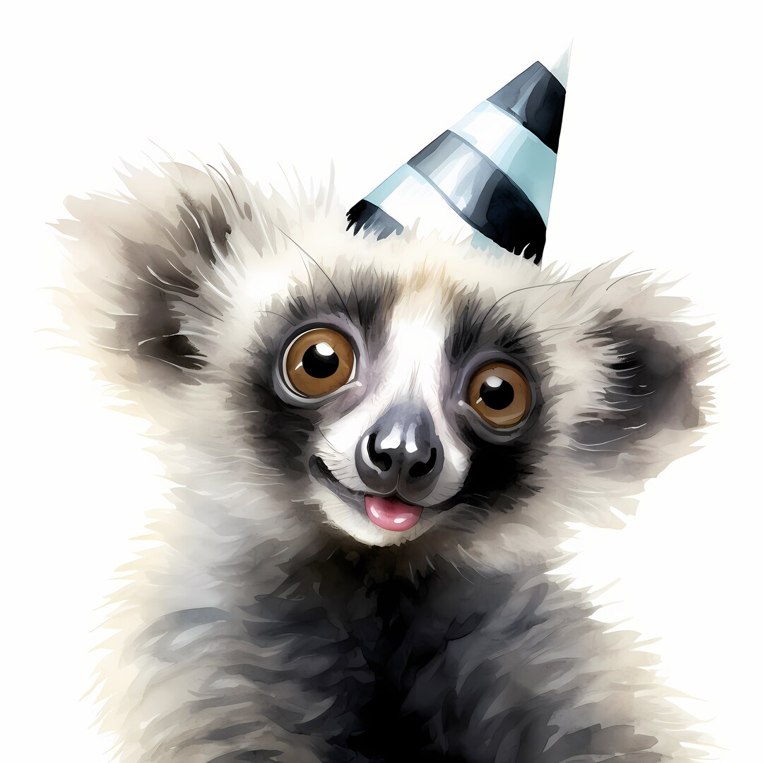 Watercolor Lemur Clipart: Party Hat Images (jpgs, Instant Download) - Etsy