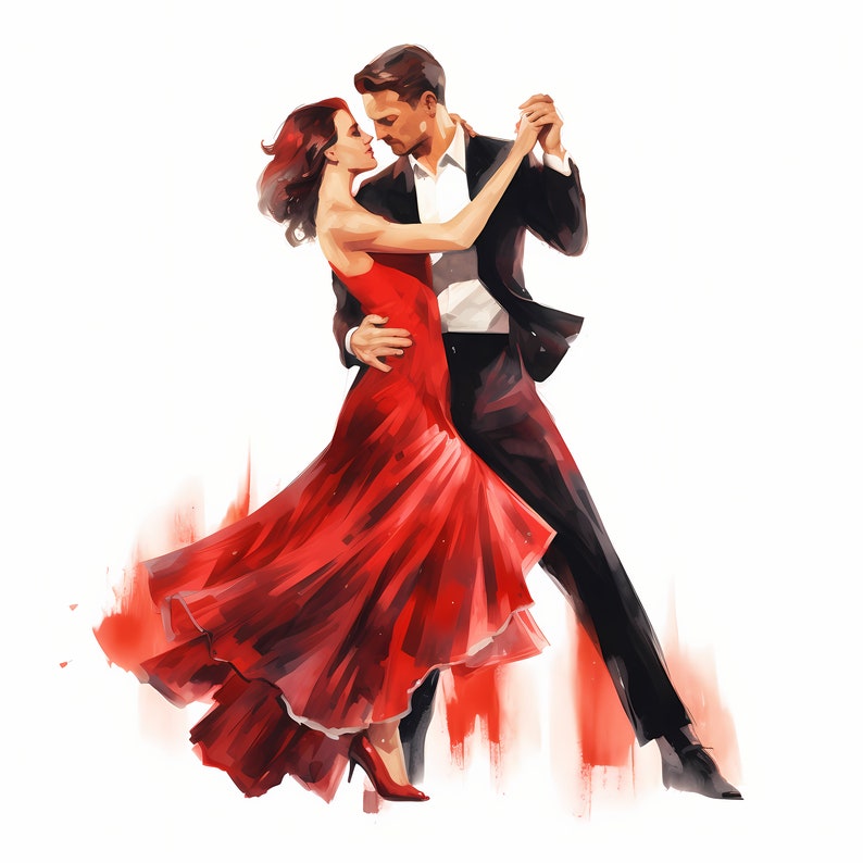 Tango Dancers Clipart, Couple Dancing Images, 10 Watercolor Clip Art ...