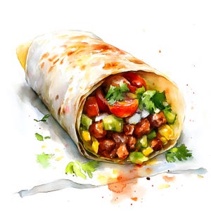 Burrito Clipart, Mexican Food Images, 10 Watercolor Clip Art, Printable ...