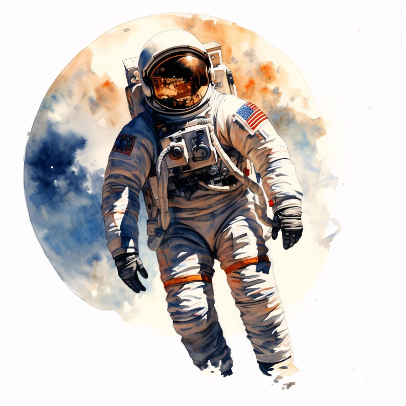Astronaut Clipart, Space Explorer Images, 10 Watercolor Clip Art ...