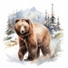 13 Brown Bear, Bear in Winter Clipart, Watercolor Clipart, High Quality ...
