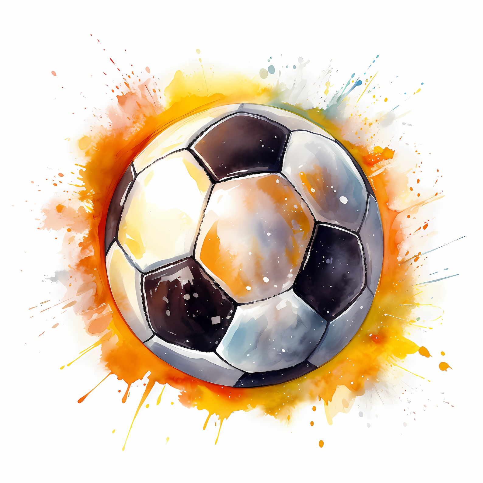 Watercolor Soccer Ball Clipart: Sport Illustrations (jpgs, Commercial ...