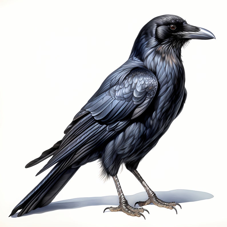 Raven Clipart, Common Raven, Black Crow Images, 10 Watercolor Clip Art ...