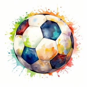 Watercolor Soccer Ball Clipart: Sport Illustrations (jpgs, Commercial ...