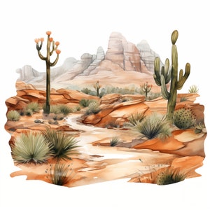 Desert Landscape Clipart, Texas Desert Images, 10 Watercolor Clip Art ...