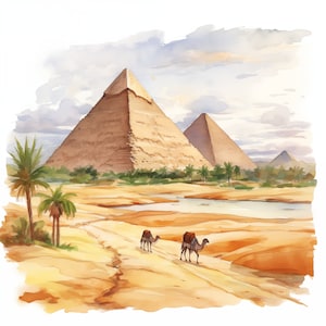 Pyramids Clipart, Egyptian Pyramids Images, 10 Watercolor Clip Art ...