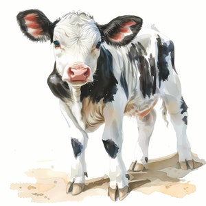 Farm Cow Clipart, Dairy Cows Images, 10 Watercolor Clip Art, Printable ...