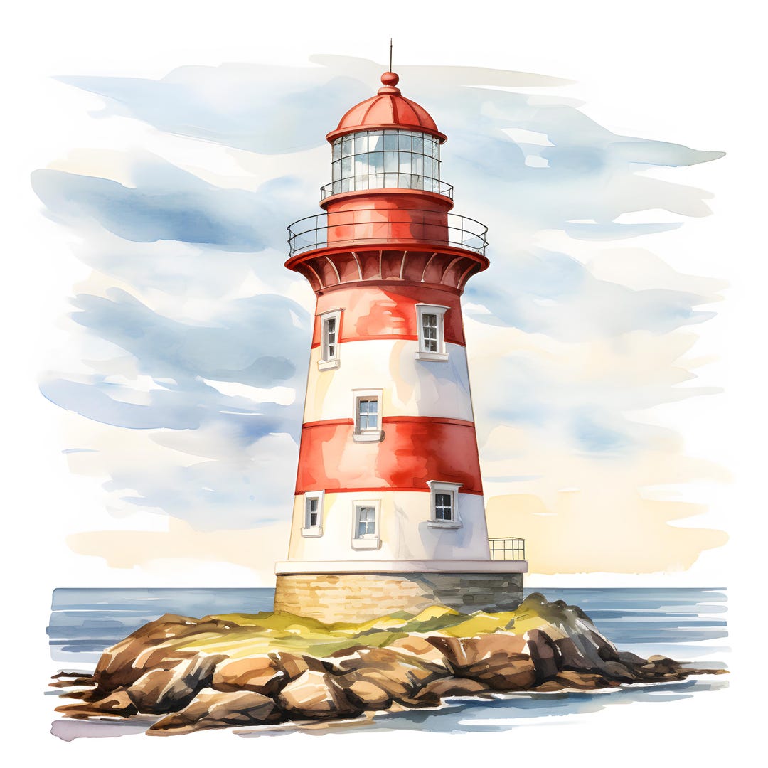 Lighthouse Clipart, Nautical Lighthouses Images, 10 Watercolor Clip Art ...