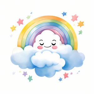 Rainbow Clipart, Smiling Rainbows Images, 10 Watercolor Clip Art ...