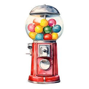 Gumball Machine Clipart, Vending Machine Images, 10 Watercolor Clip Art ...
