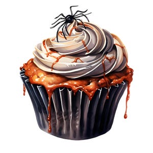 Halloween Cupcake Clipart, Scary Cupcakes Images, 10 Watercolor Clip ...