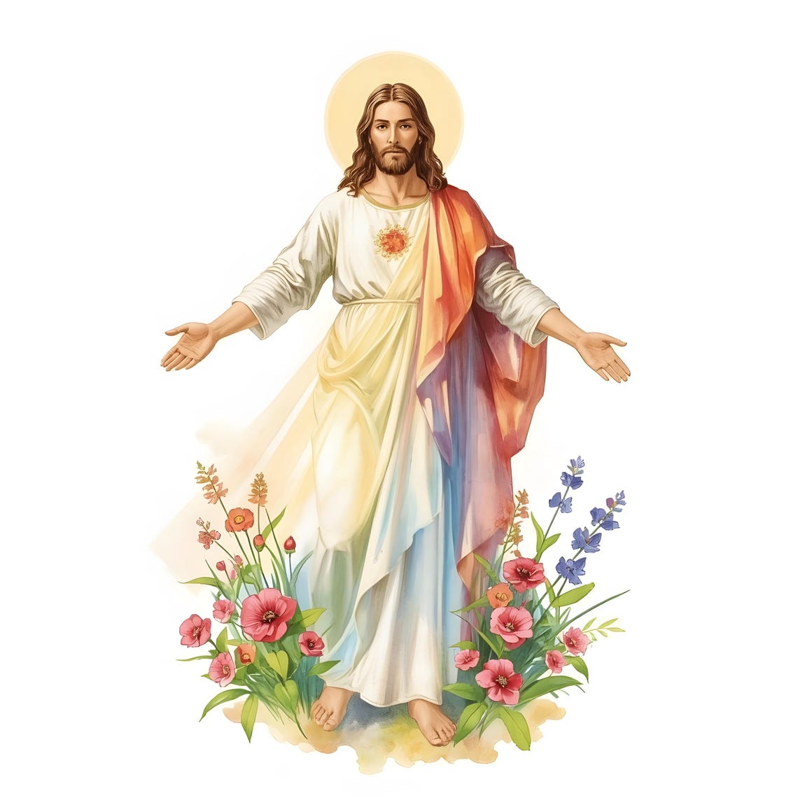 Jesus Clipart, Floral Christian Images, 10 Watercolor Clip Art ...