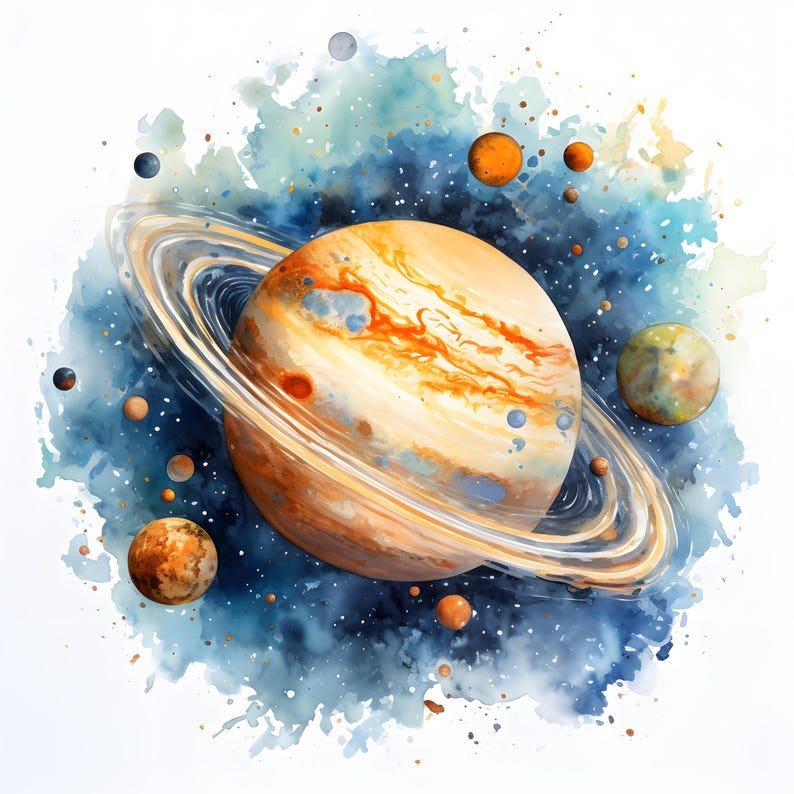 Watercolor Planets Clipart: Galaxy Stars Images (jpgs, Instant Download ...