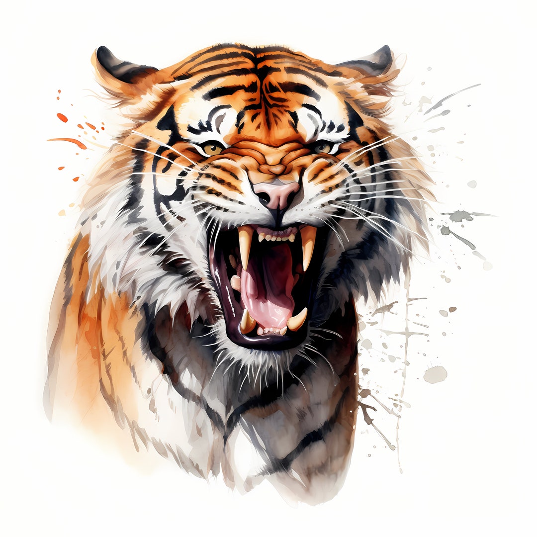 Angry Tiger Clipart, Bengal Tiger Images, 10 Watercolor Clip Art ...