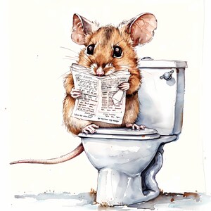 Field Mouse Clipart, Mouse on the Toilet Images, 10 Watercolor Clip Art ...