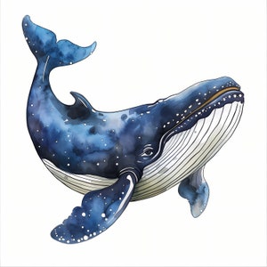 Whale Clipart, Cartoon Whales Images, 10 Watercolor Clip Art, Printable ...