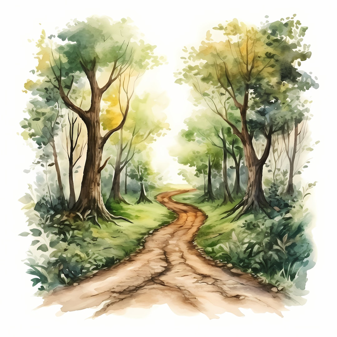 Forest Path Clipart, Path in Woods Images, 10 Watercolor Clip Art ...