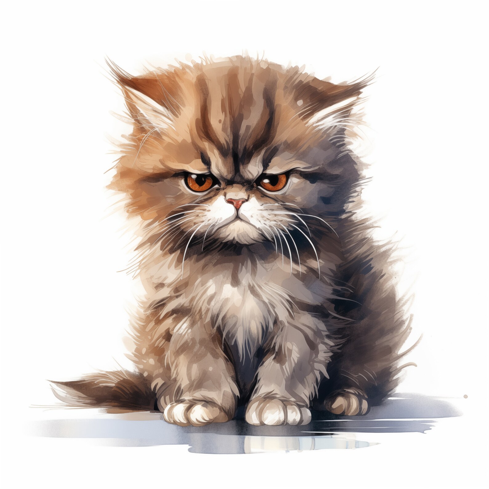 10 Grumpy Kitten, Sad Cat JPG, Watercolor Clipart, Printable Image ...