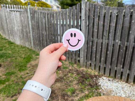 Baby Pink Smiley Face Stickers Stickers Paper & Party Supplies etna.com.pe