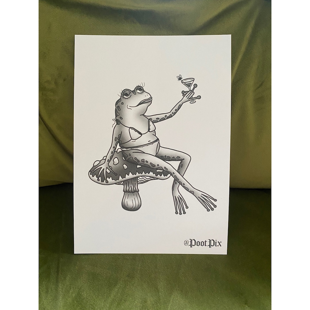 Bikini Bod Frog Tattoo Print Tattoo Design Tattoo Art Wall Art Digital ...