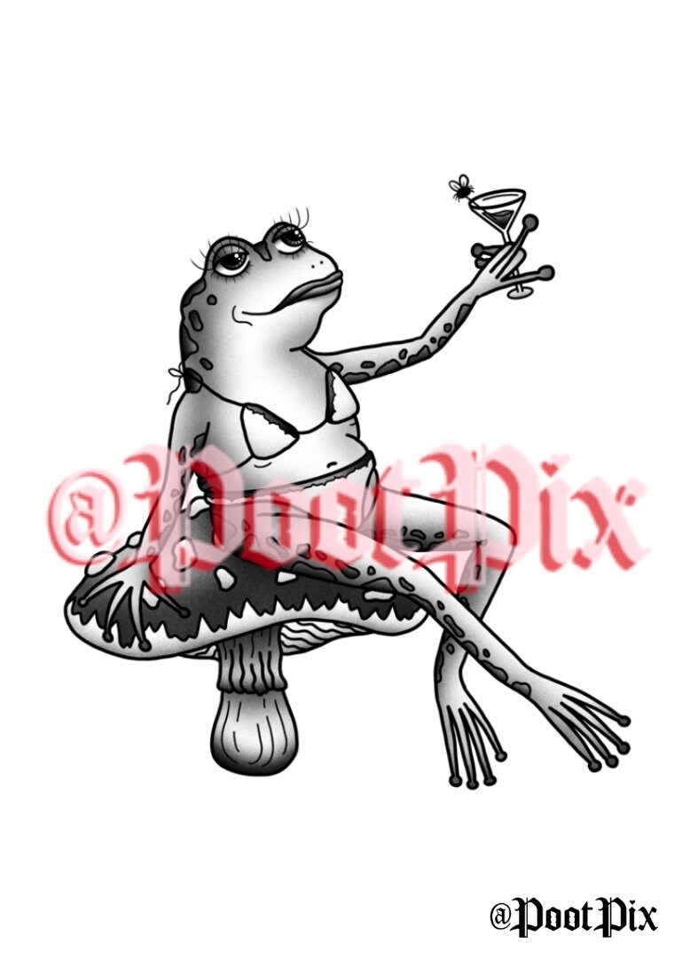 Bikini Bod Frog Tattoo Print Tattoo Design Tattoo Art Wall Art Digital ...