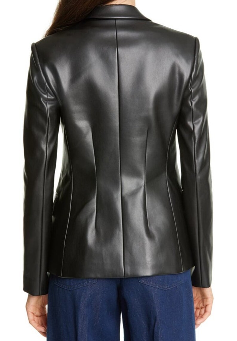 Womens Classic Black Leather Blazer Handmade Lambskin Leather Blazer Women Black Real Leather ...