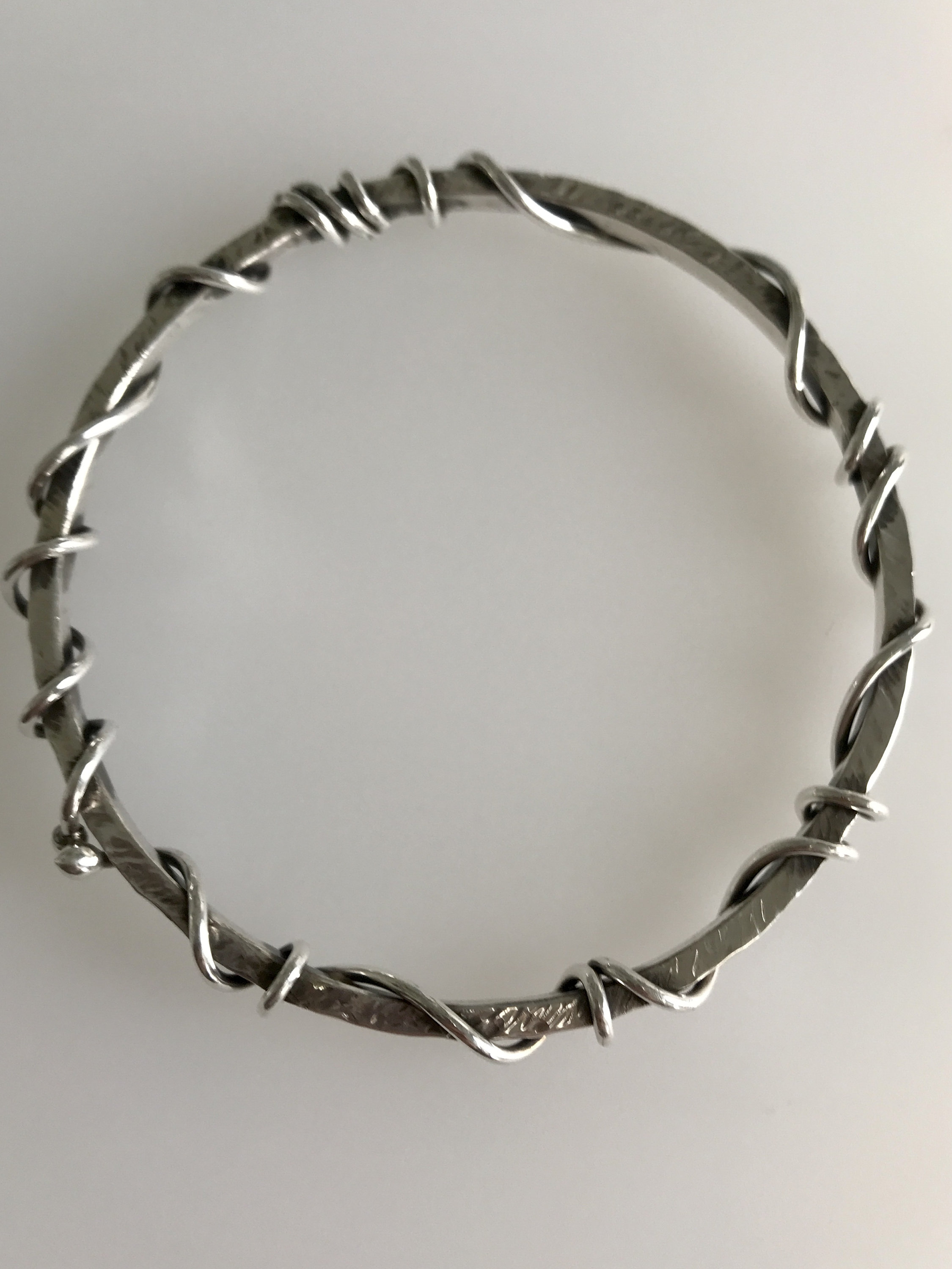 Handmade Twisted Silver Bangle Bracelet - Etsy