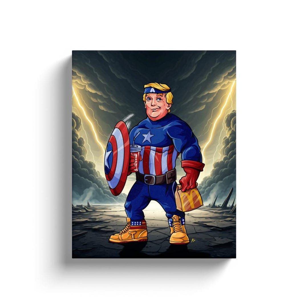 Caption Maga - Donald Trump as Captain America Art Print, Hero ...