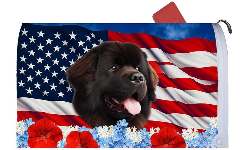 Newfoundland Chocolate - Best of Breed Patriotic Dog Breed Mail Box ...