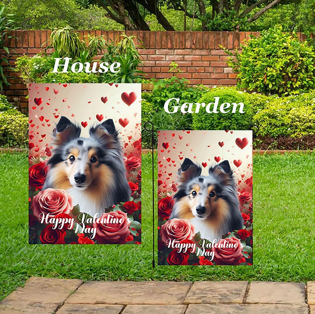 Sheltie Blue Merle - Best of Breed Valentine's Day Outdoor House (28" X ...