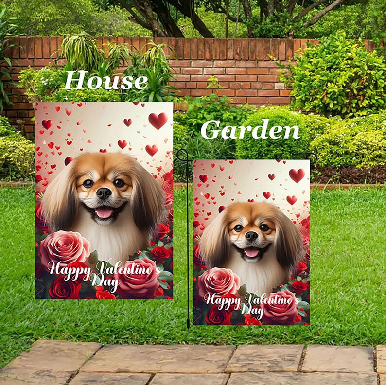 Tibetan Spaniel Fawn - Best of Breed Valentine's Day Outdoor House (28 ...