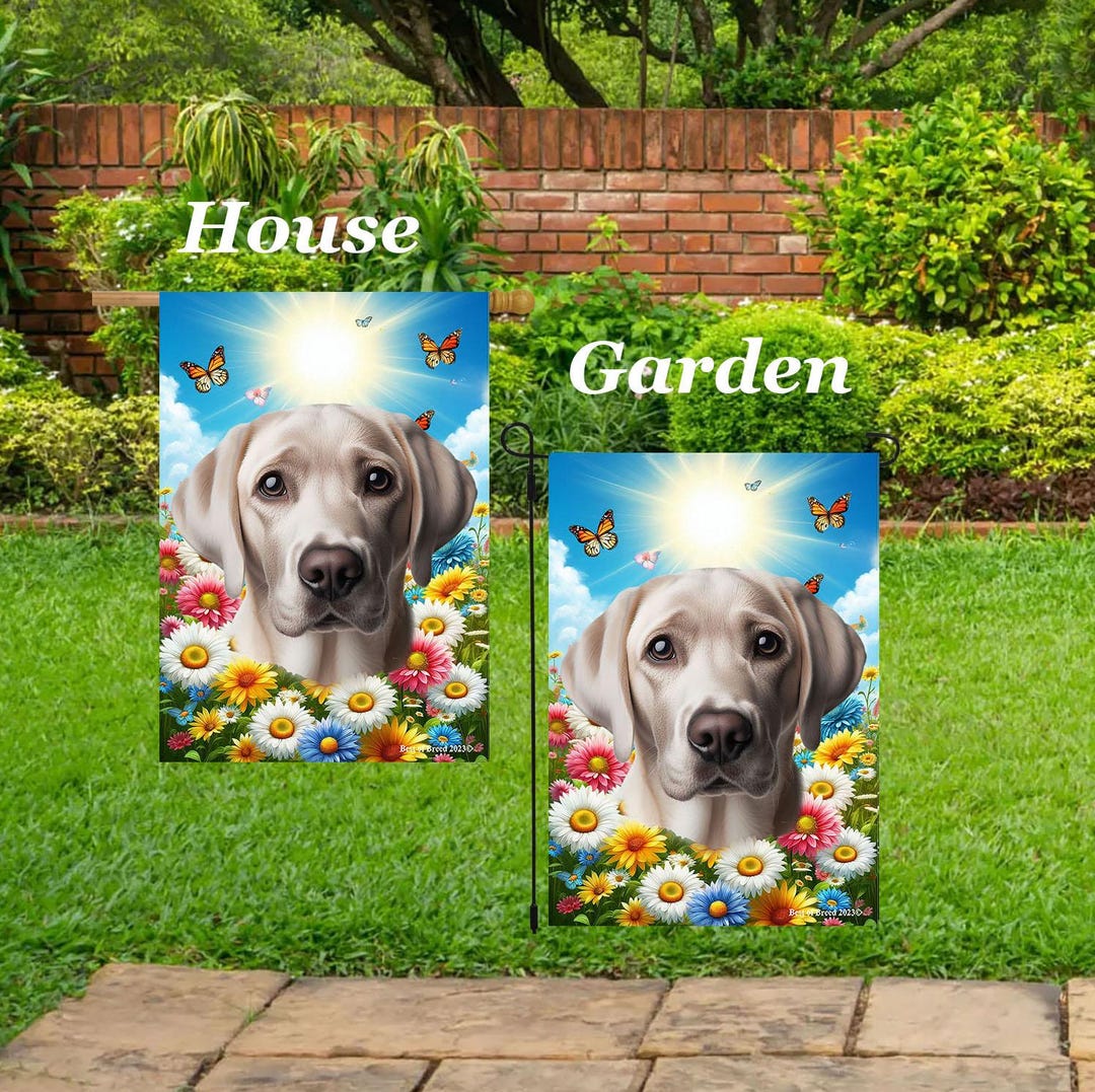 Silver Labrador - Best of Breed Summer Butterflies Outdoor House (28" X ...