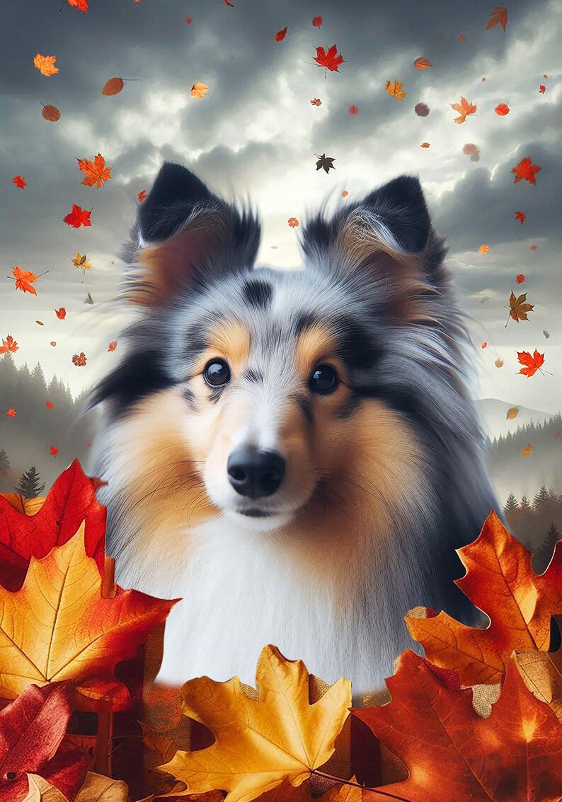 Sheltie Blue Merle - Best of Breed Falling Leaves Outdoor House (28" X ...