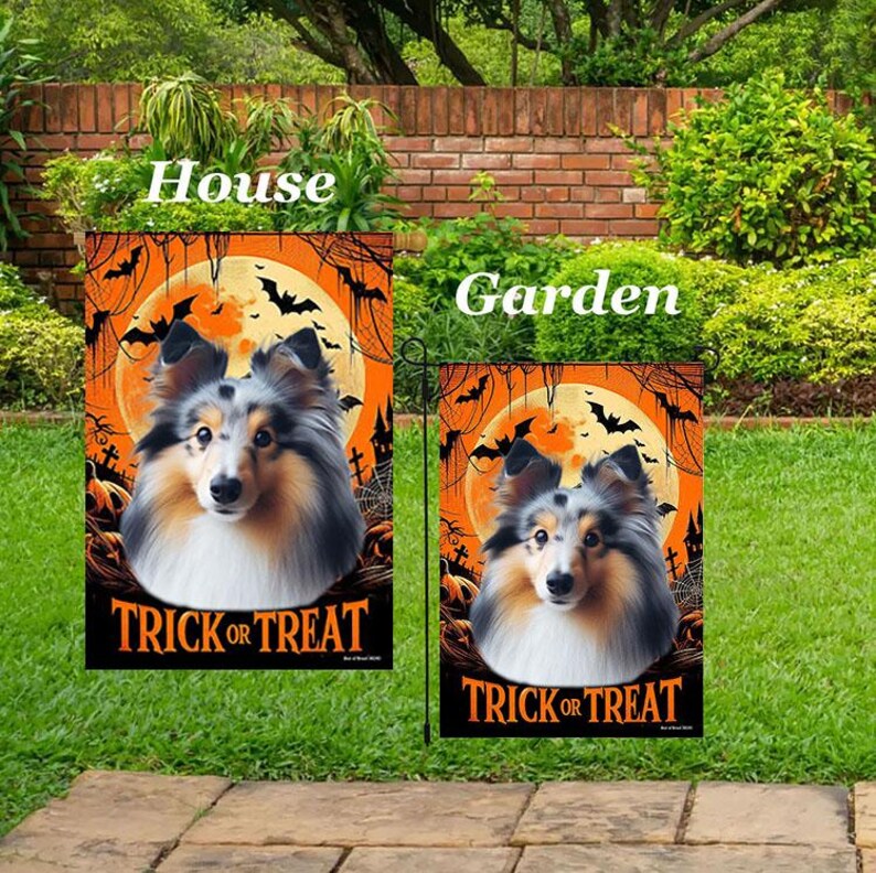 Sheltie Blue Merle - Best of Breed Halloween Outdoor House (28" X 40 ...