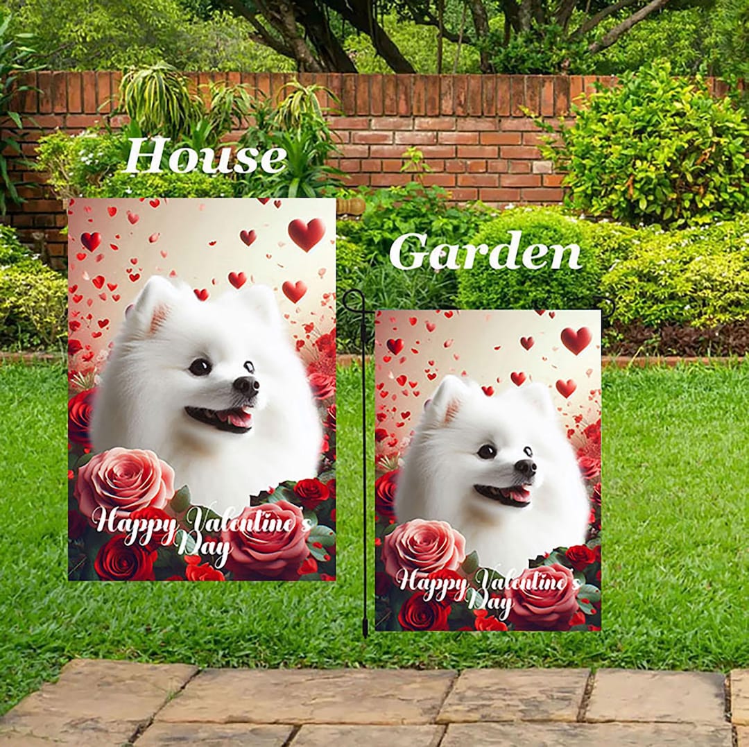 Japanese Spitz - Best of Breed Valentine's Day Outdoor House (28" X 40 ...