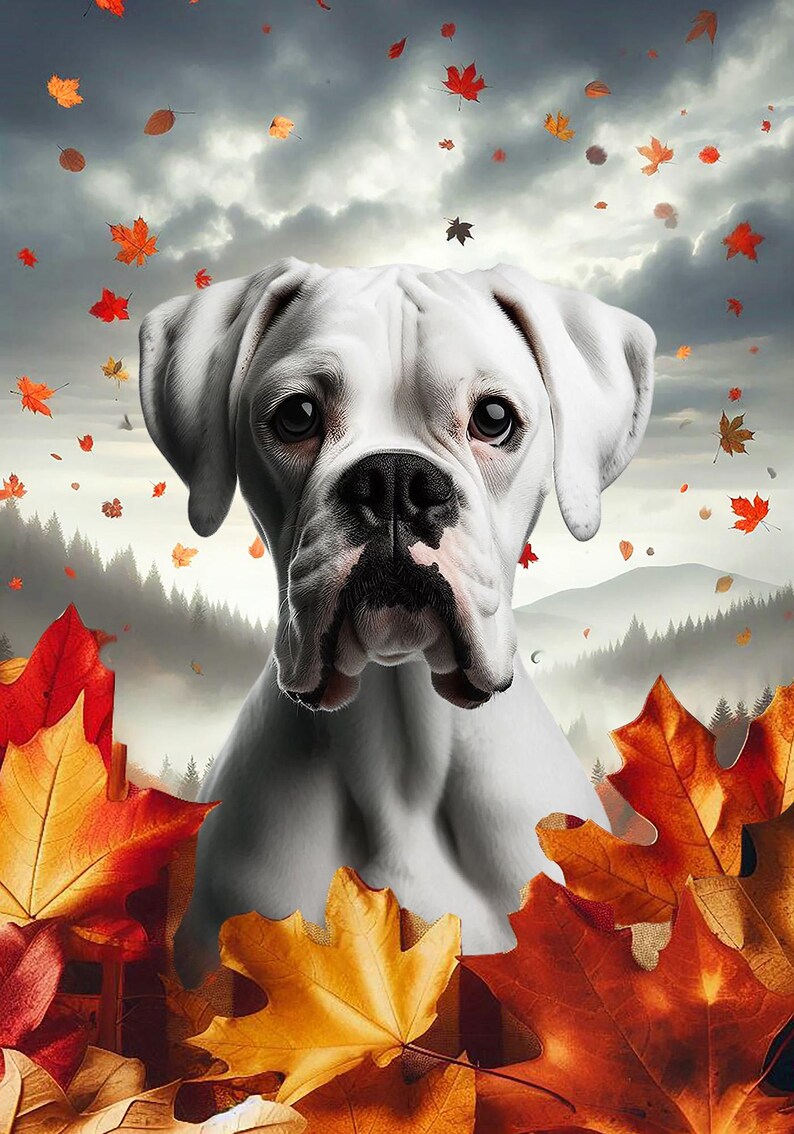 Boxer White Uncropped - Best of Breed Falling Leaves Outdoor House (28 ...