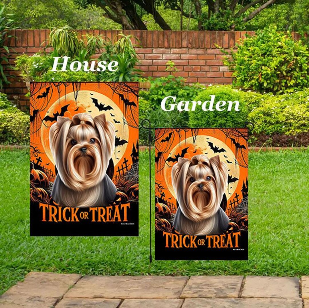 Yorkie Show Cut - Best of Breed Halloween Outdoor House (28" X 40") and ...