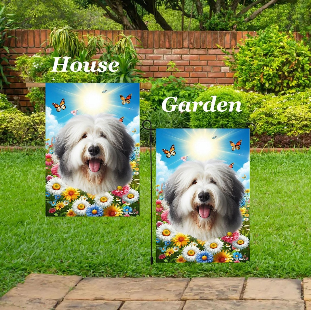 Old English Sheepdog - Best of Breed Summer Butterflies Outdoor House ...
