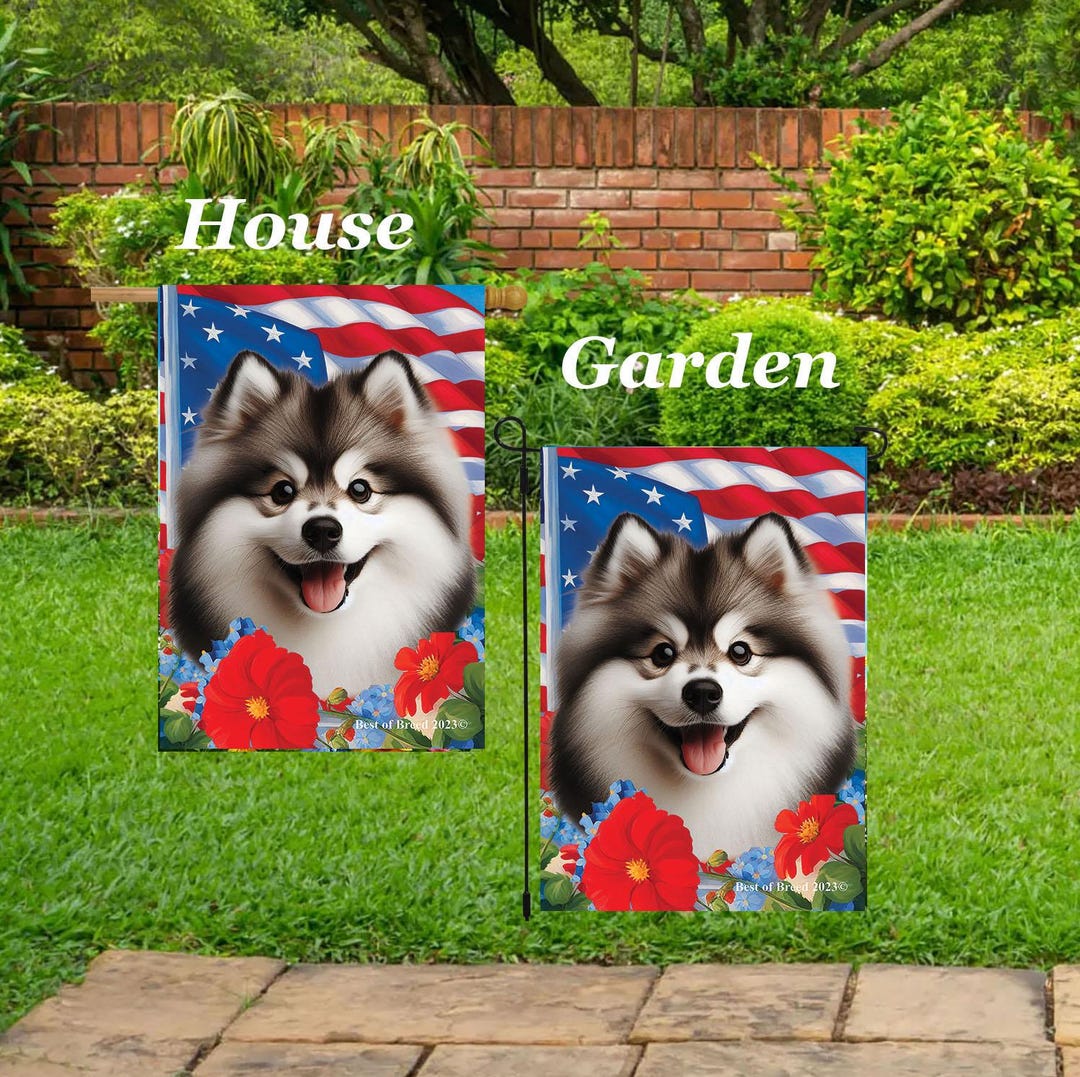 Pomsky - Best of Breed Patriotic I Outdoor House (28" X 40") and Garden ...