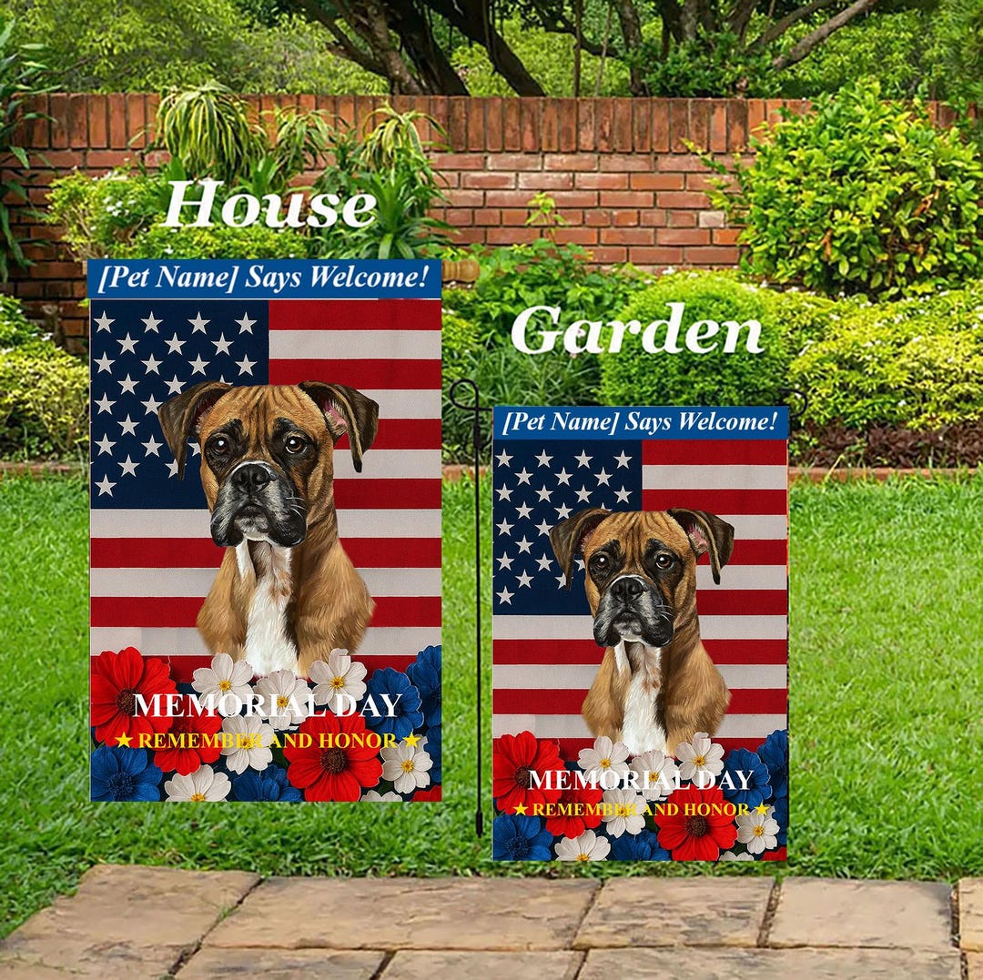 Boxer Fawn Uncropped - Best of Breed Memorial Day Personalized Outdoor ...