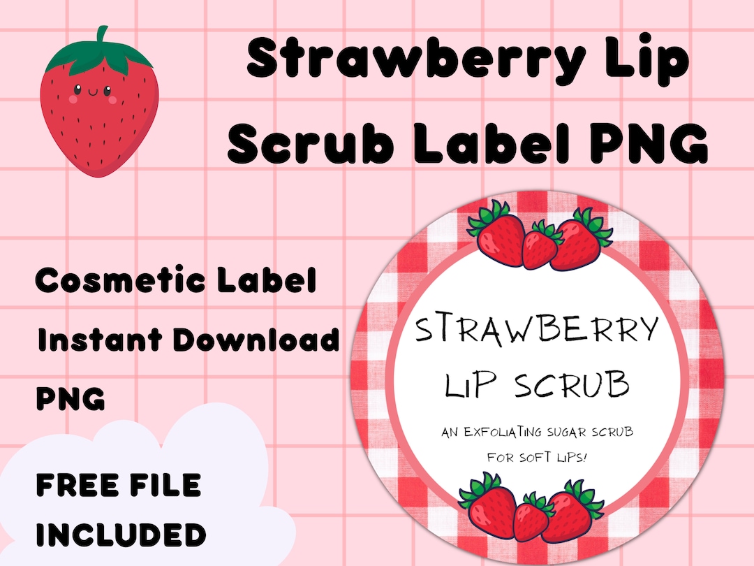 Cosmetic Label PNG Download| Strawberry Lip Scrub | Small Business ...