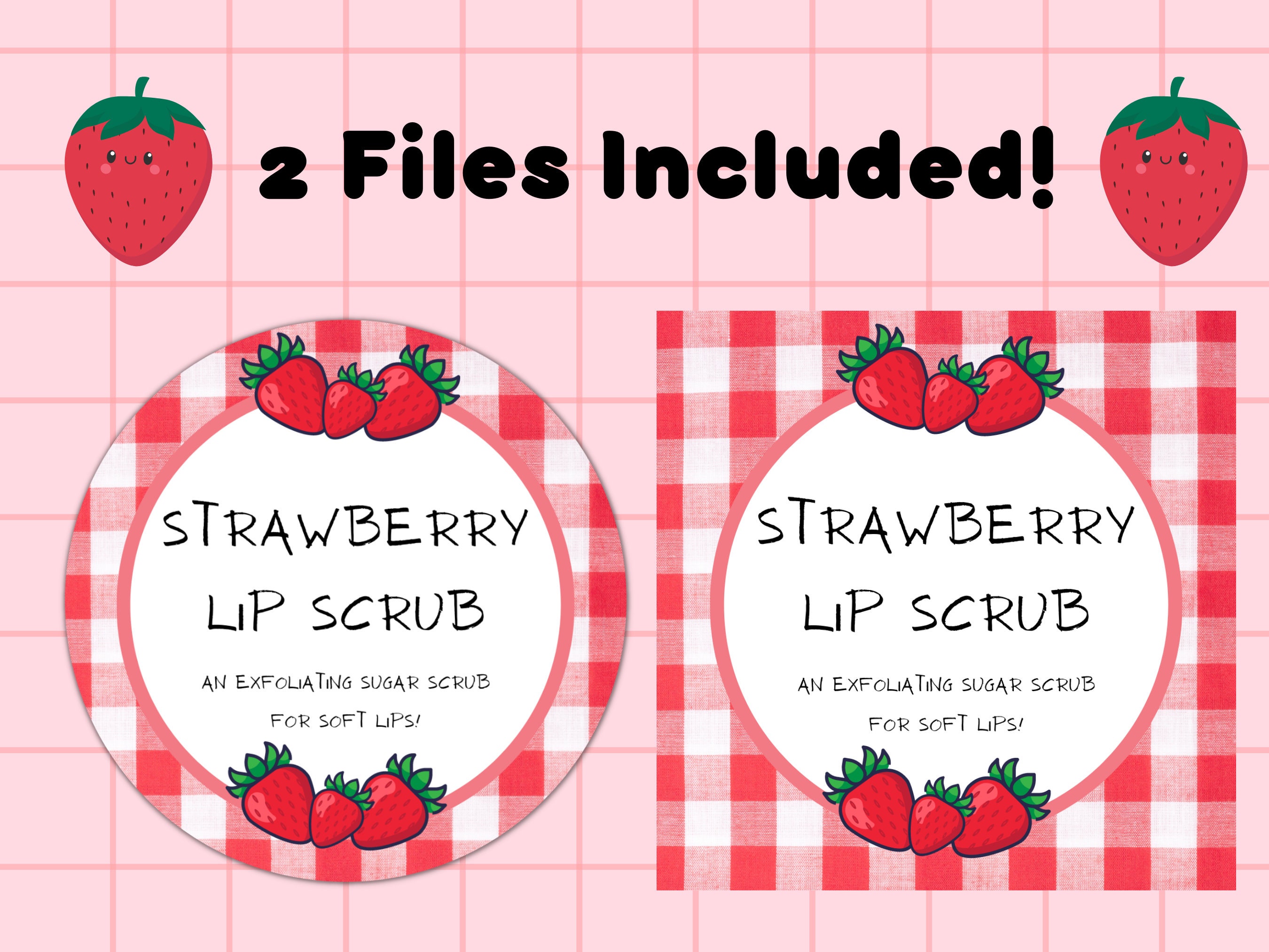 Cosmetic Label PNG Download| Strawberry Lip Scrub | Small Business ...