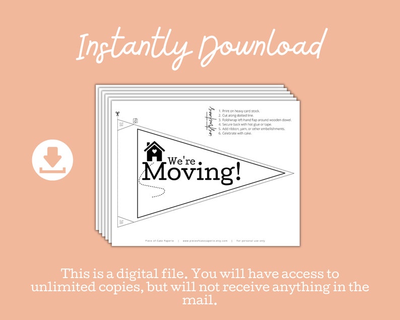 Moving Announcement | "we're Moving!" Sign | Printable Pennant Flag - Etsy